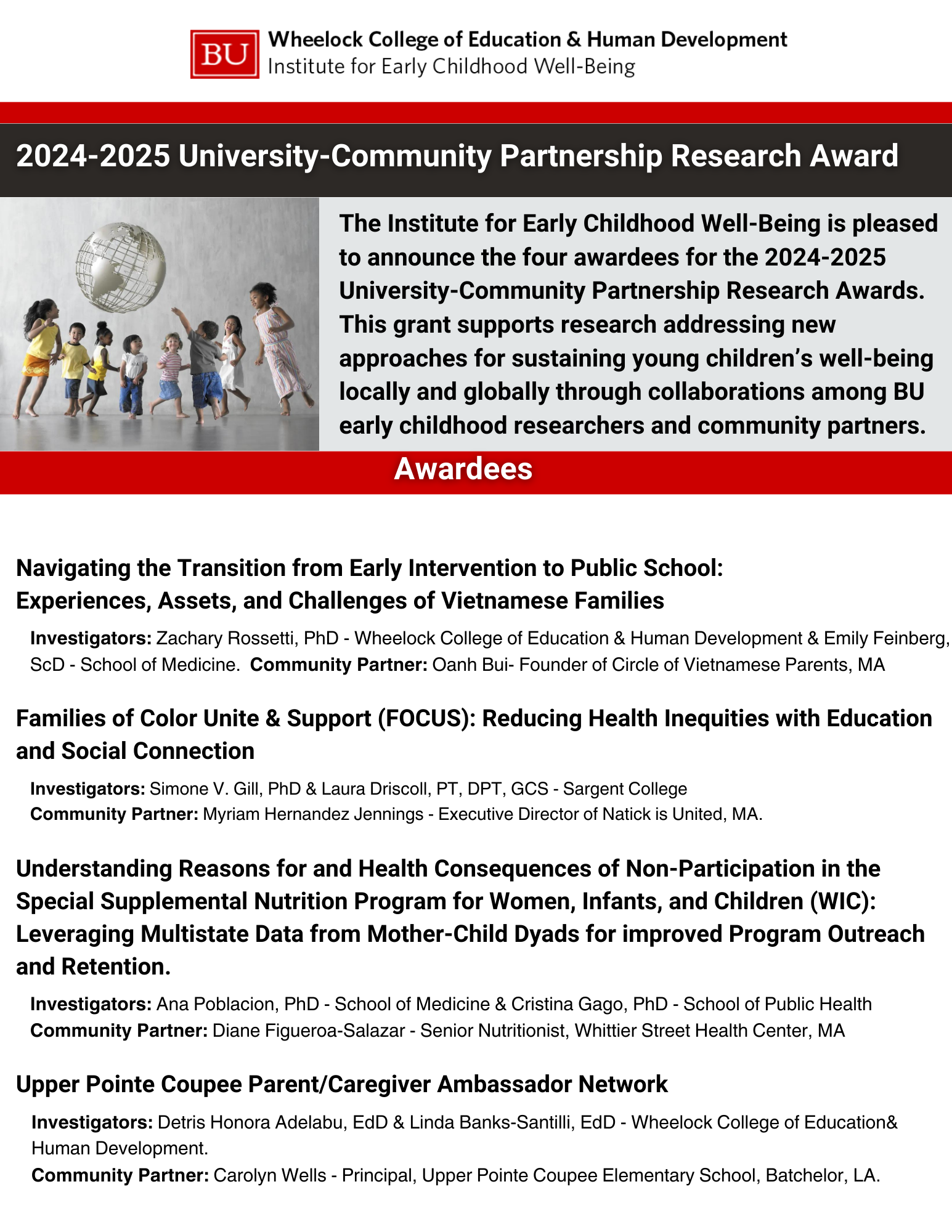 2024-2025 University-Community Parternship Research Award | Institute ...