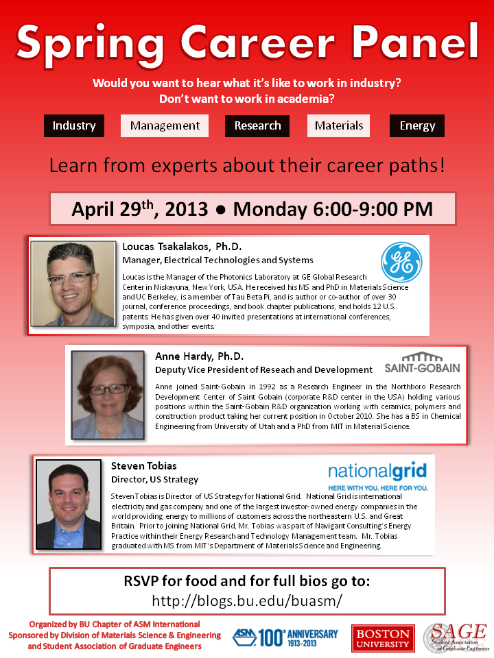 2013 Spring Panel Discussion | Material Science & Engineering Graduate ...