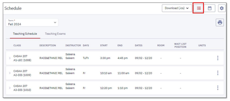 Teaching Schedule 2 | Student Information System Training