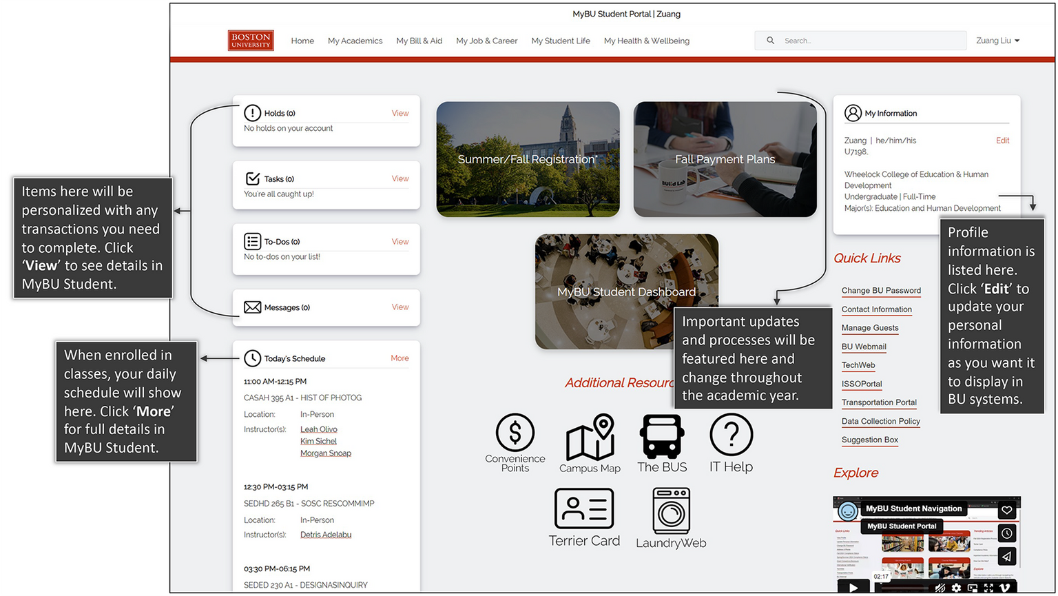 Portal & MyBU Student Navigation for Students | Student Information System Training