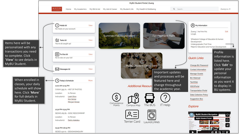 Portal & MyBU Student Navigation for Students | Student Information System Training