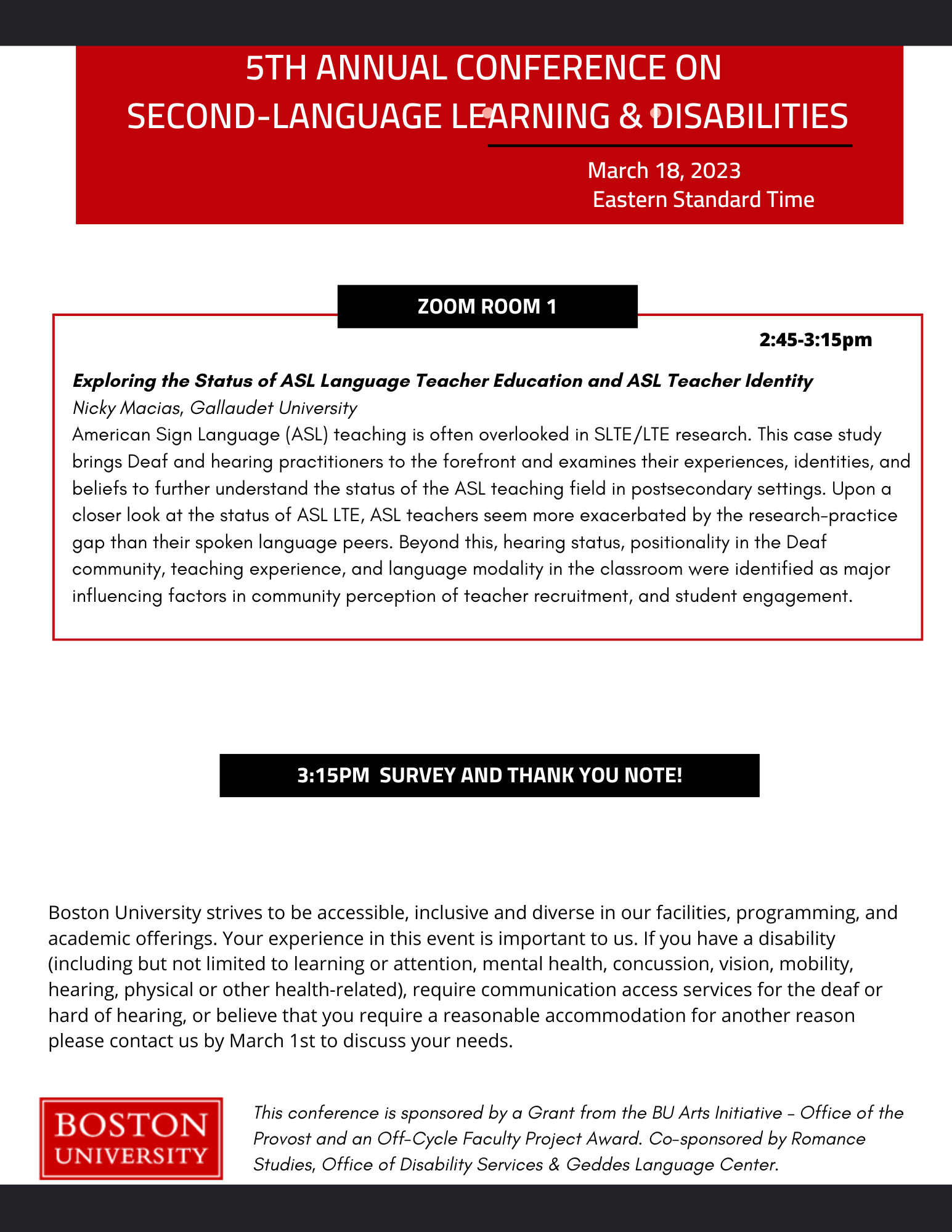 Schedule | Second-Language Learning & Disabilities Conference