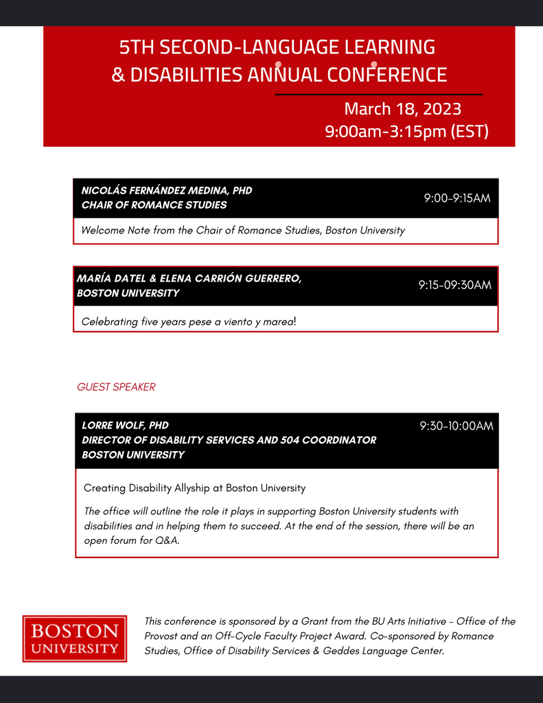 Schedule | Second-Language Learning & Disabilities Conference