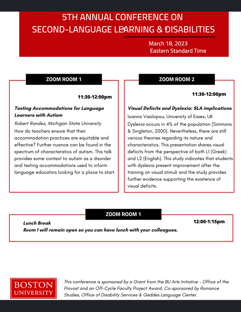 Schedule | Second-Language Learning & Disabilities Conference