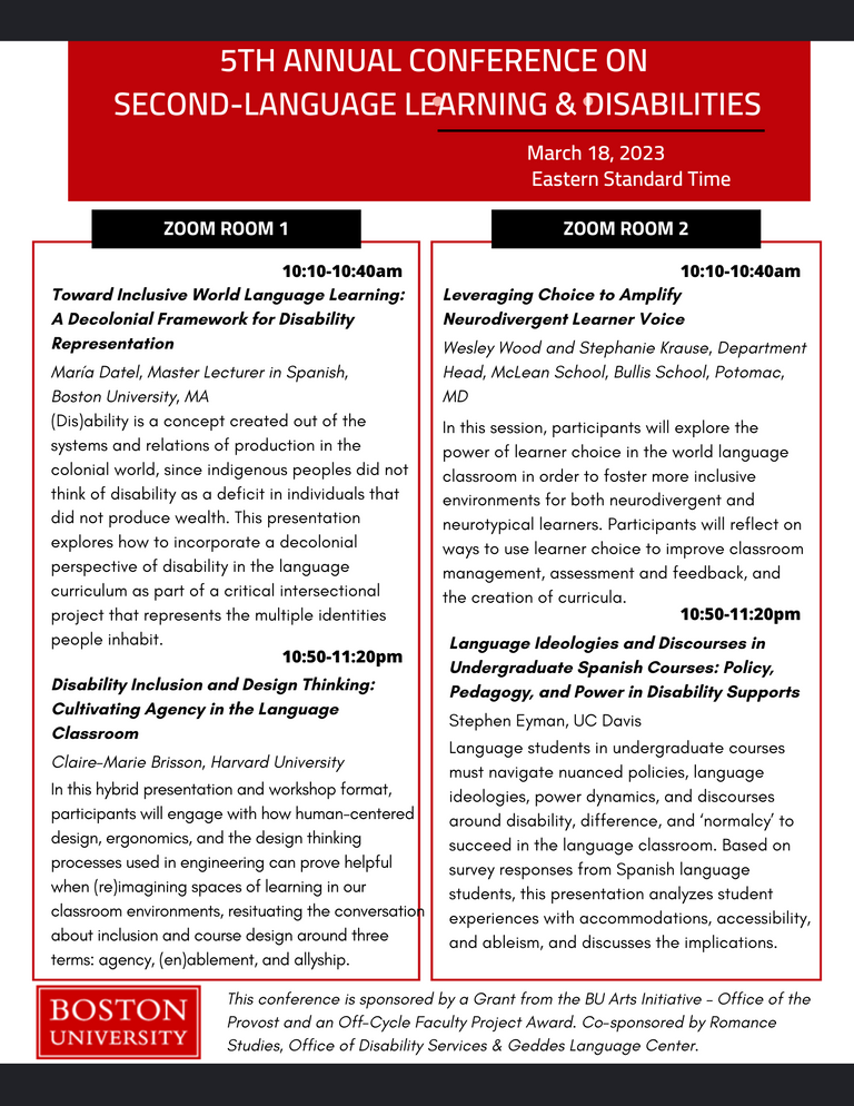 Schedule | Second-Language Learning & Disabilities Conference